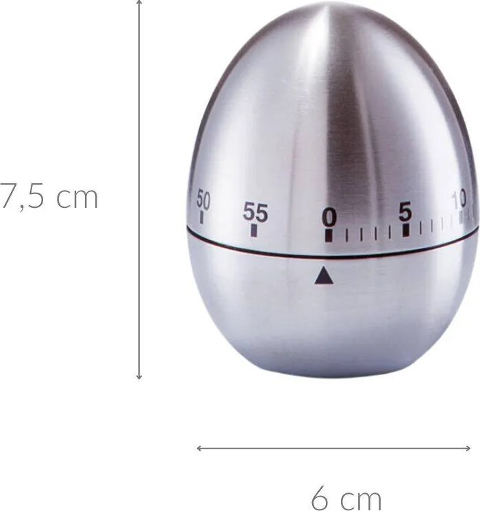 Kuchyňská minutka ve tvaru vejce, Ø 6 cm, stříbrná