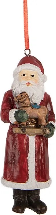 Vánoční závěsná ozdoba Santa Claus s koníkem - 4*3*11 cm