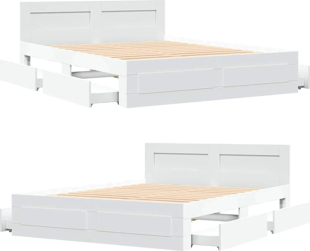 Rám postele se zásuvkou Bílý 150 x 200 cm Kompozitní dřevo 3402858
