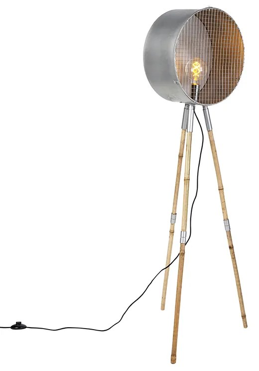 Průmyslová stojací lampa šedý stativ - hlaveň
