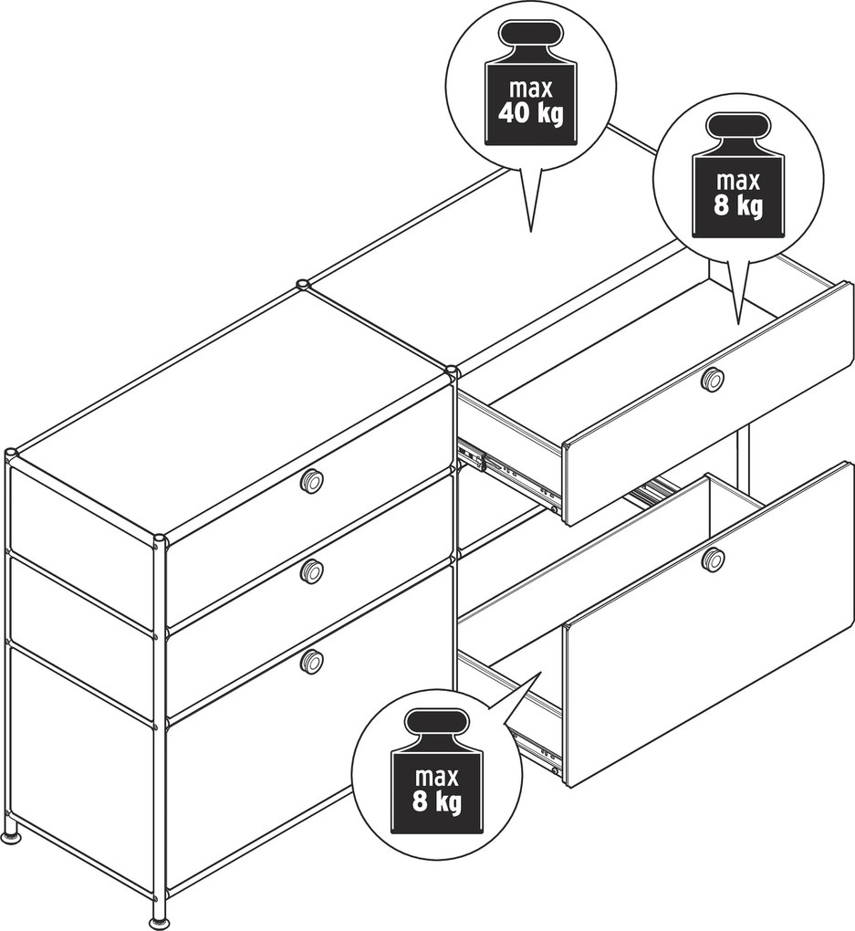 Tchibo - Kovová komoda »Cn3« se 6 zásuvkami - barva: bílá