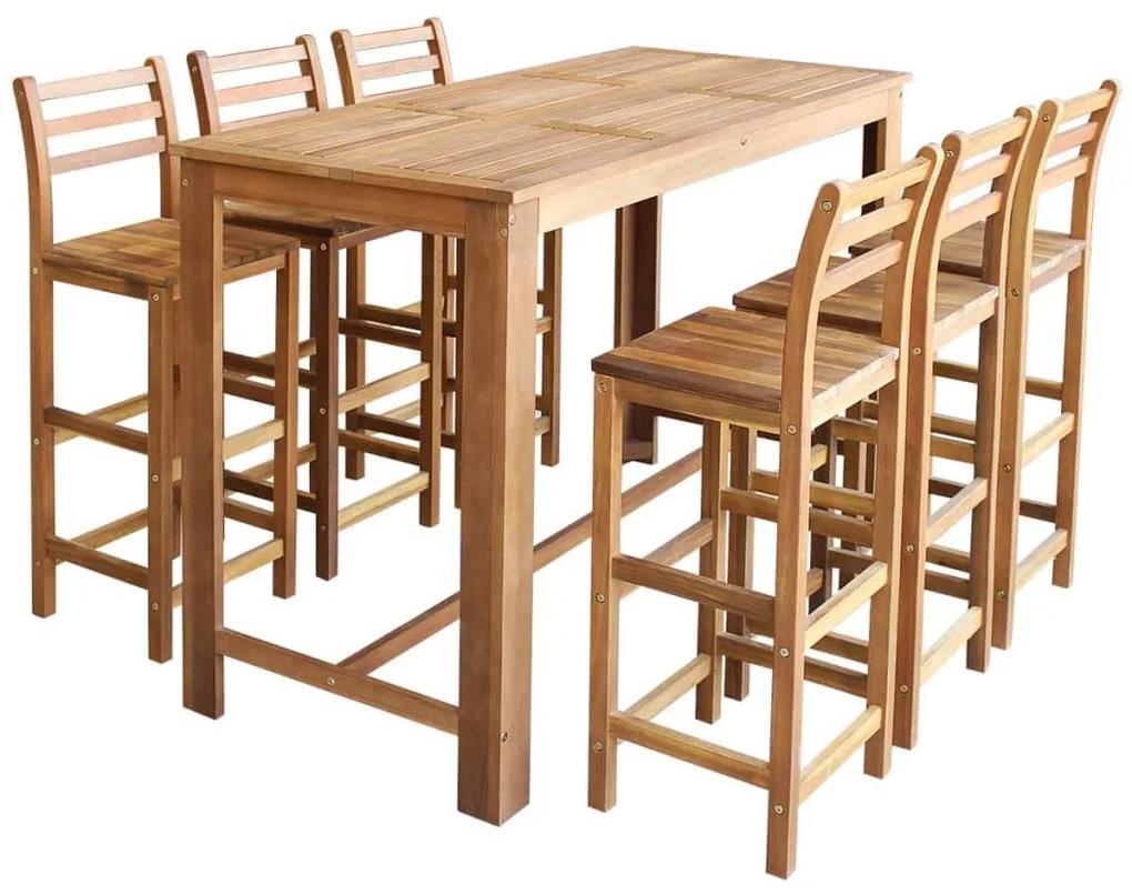 Barový stůl a židle sada 7 kusů z masivního akáciového dřeva - Default Title