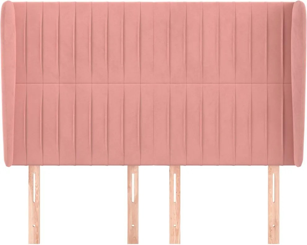 Čelo postele typu ušák růžové 147x23x118/128 cm samet 3118247