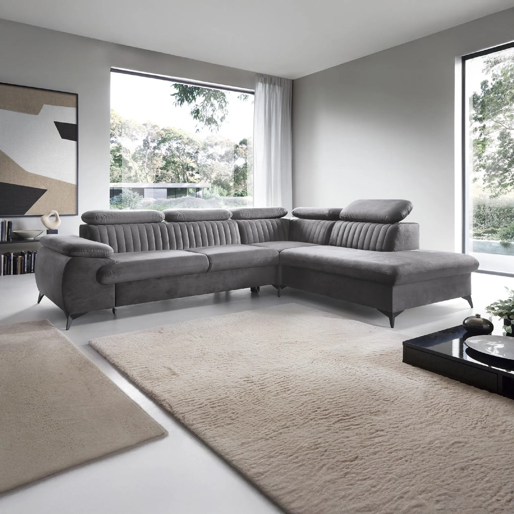 Rohová rozkládací sedací souprava do L BRESCIA, 275 cm, s úložným prostorem Roh pohovky: Levý roh, Barva látky: Rudá (Monolith 59)