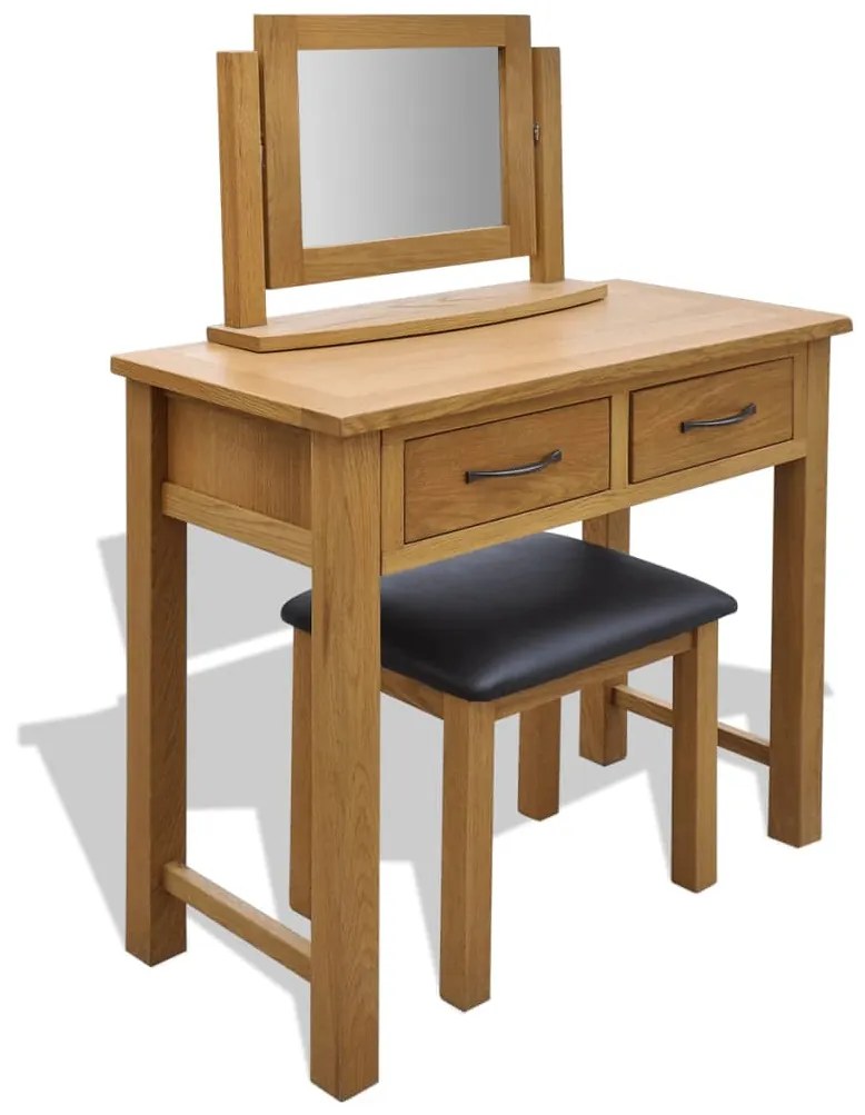 242742 vidaXL Toaletní stolek se stoličkou masivní dubové dřevo