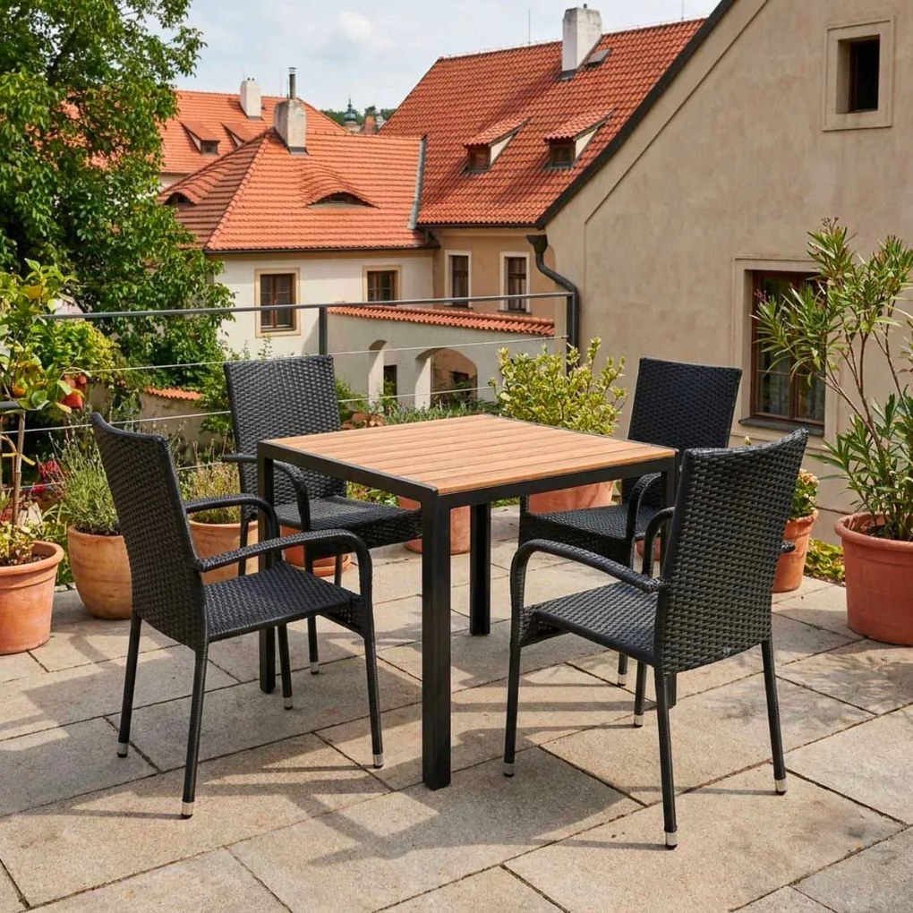 Vikio Zahradní ratanový set 90x90 pro 4 osoby přírodní DT280P