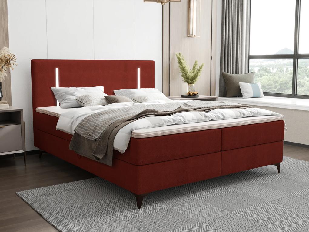 Jednolůžková postel 120 cm Ortega Comfort (červená) (s roštem a matrací, s úl. prostorem) (s LED osvětlením). 1082706
