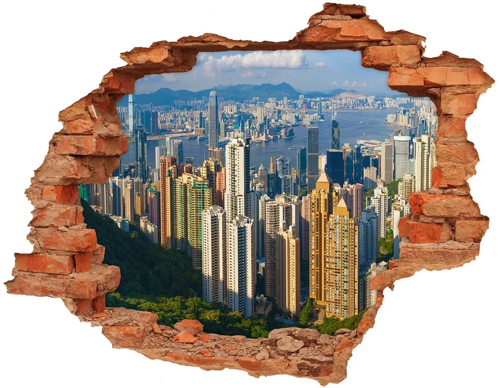 Wallmuralia Fototapeta díra na zeď 3D Hongkong panorama 90x70 cm