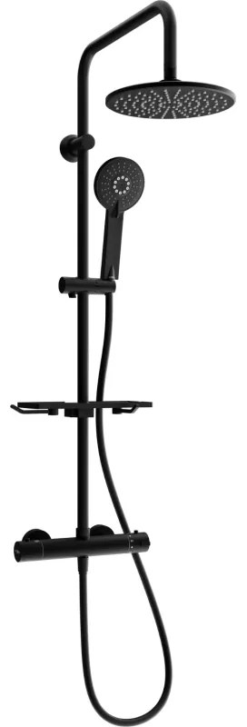 Mexen KT40 nástěnný sprchový set s dešťovou sprchou a termostatickou baterií, černý - 771504093-70