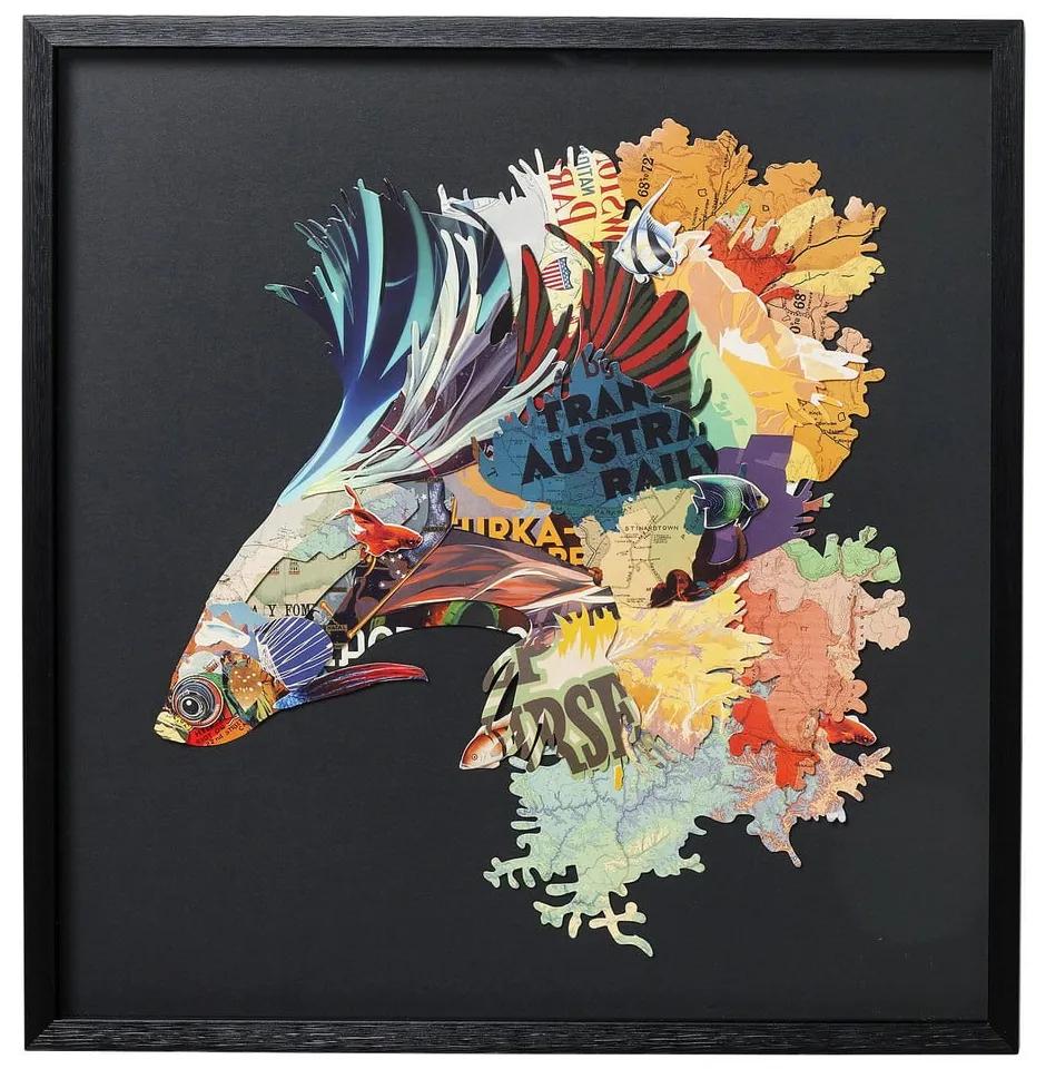 Nástěnný obraz v rámu Kare Design Betta Fish Colore Left, 65 x 65 cm