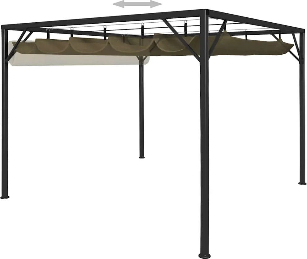 Zahradní altán se zatahovací střechou 3 x 3 m taupe 180 g/m² 312220