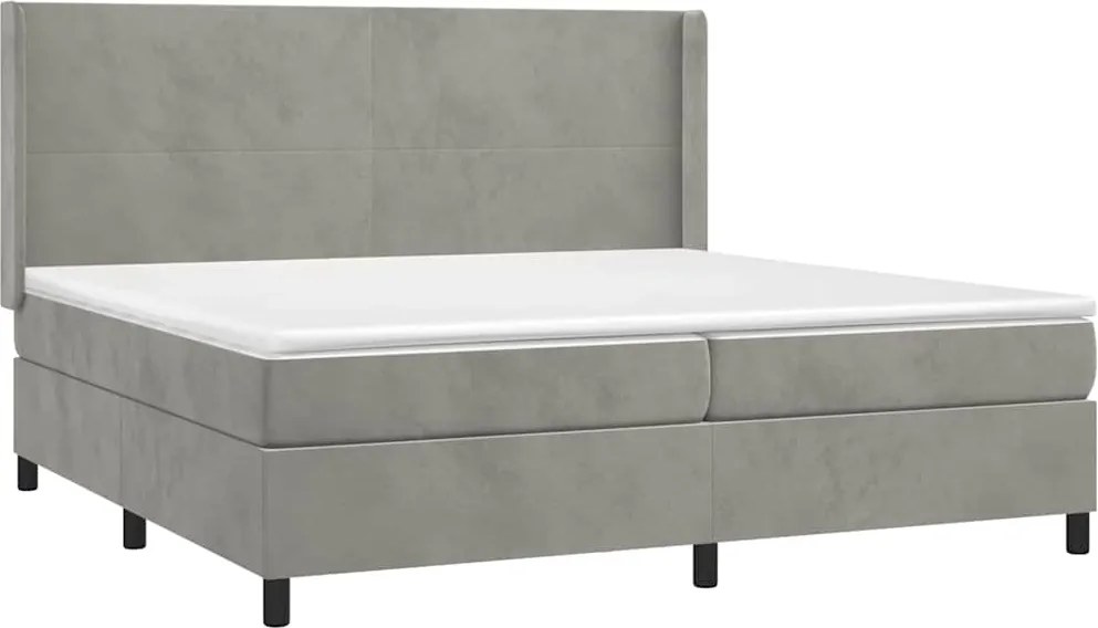Box spring postel s matrací světle šedá 200x200 cm samet 3132579
