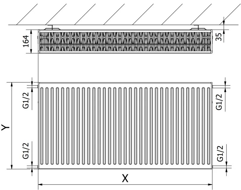 Mexen C33, panelový radiátor 300 x 1000 mm, boční připojení, 1334 W, bílá, W433-030-100-00