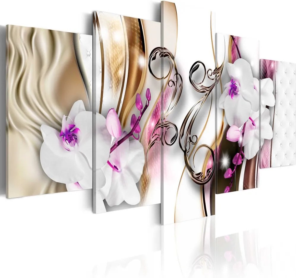 Obraz na plátně Bimago - Orchids: pink flowers 100x50 cm