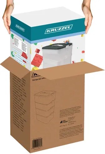 KRUZZEL Box na stavebnici se 3 úrovněmi - organizér na hračky - Kruzzel