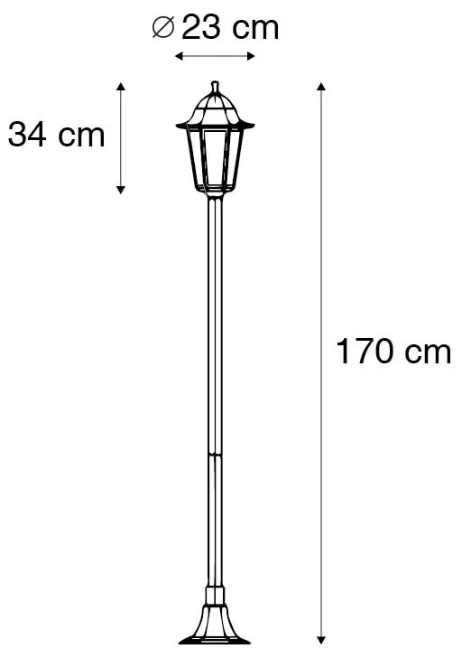 Chytrá stojící venkovní lampa černá 170 cm vč. Wifi ST64 - New Orleans