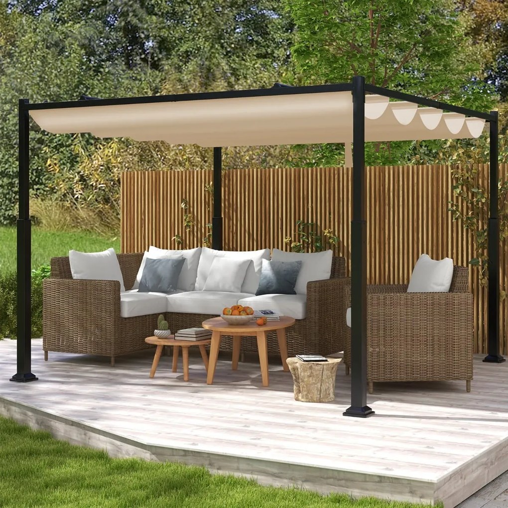Costway Pergola s posuvnou střechou Vodotěsný altán Zimní zahradní altán