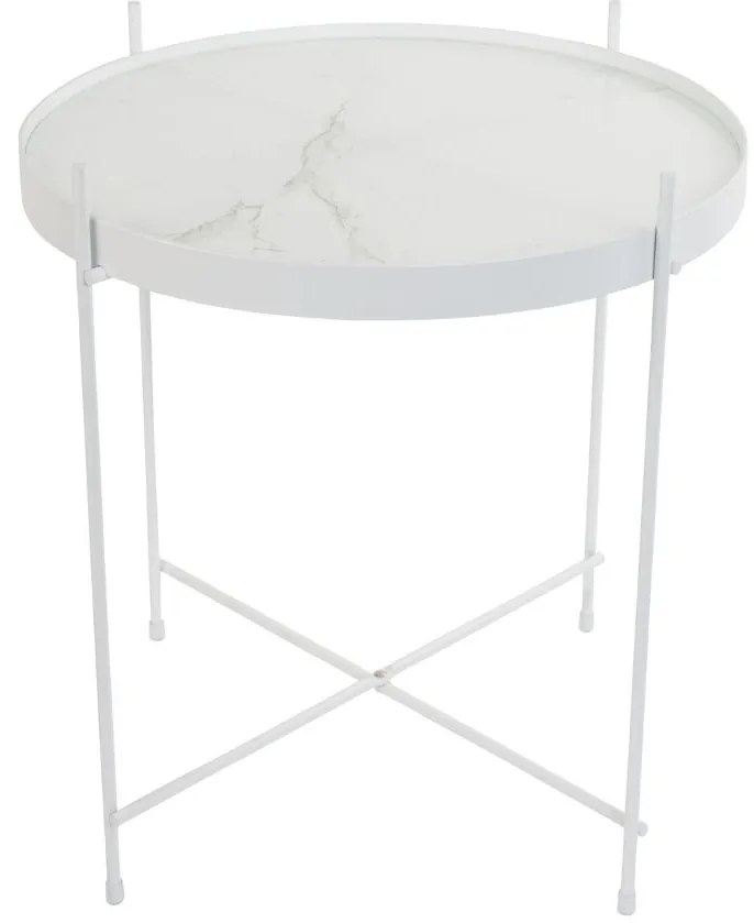 OnaDnes -20% Bílý mramorový odkládací stolek ZUIVER CUPID Ø 43 cm