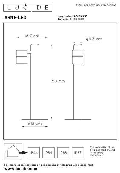 Lucide 14867/49/12 - LED Venkovní lampa ARNE-LED 1xGU10/5W/230V matný chrom IP44
