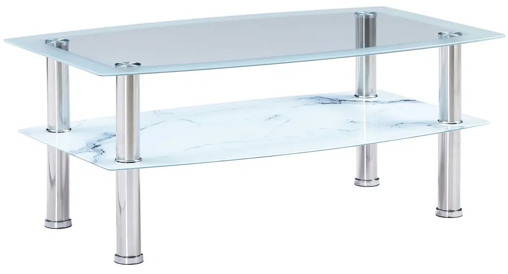 280101 vidaXL Konferenční stolek vzhled mramor bílý 100x60x42 cm tvrzené sklo