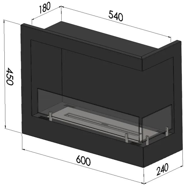 InFire - Rohový BIO krb 45x60 cm 3kW černá