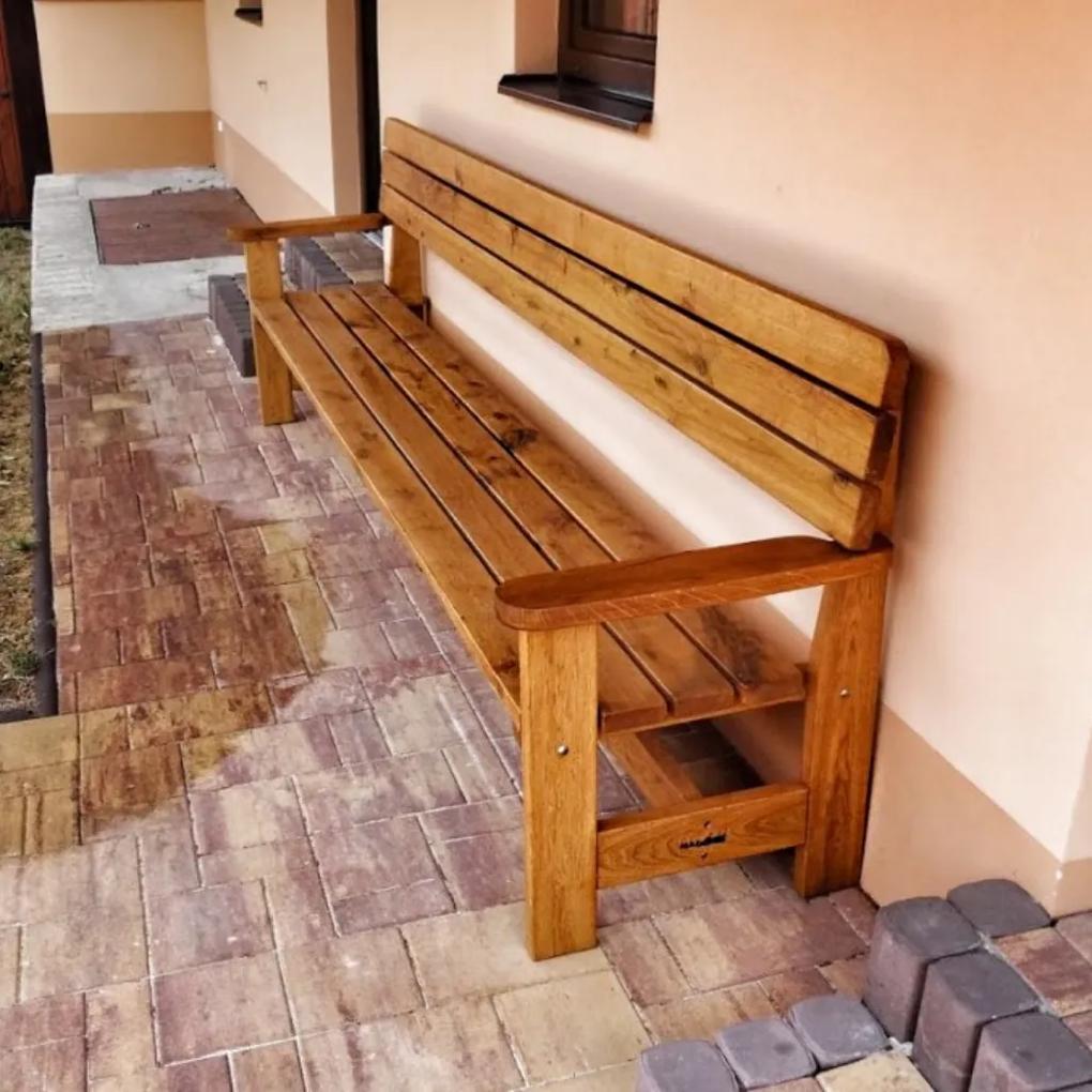 KULHÁNEK Zahradní lavice s područkami - přírodní Délka: 190 cm, Odstín nátěru: olej - bezbarvý