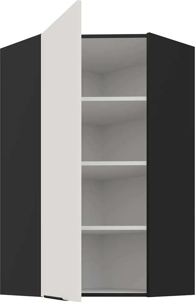 ARIA wb | horní kuchyňská skříňka 60x60 GN-108 1F (45°) rohová s policemi | 60x60 cm | EXTRA VYSOKÁ | černá/bílá