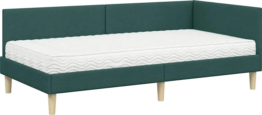 Rohový rám postele s matrací Jiný s čelo 2 ks Zelená textil 3393729