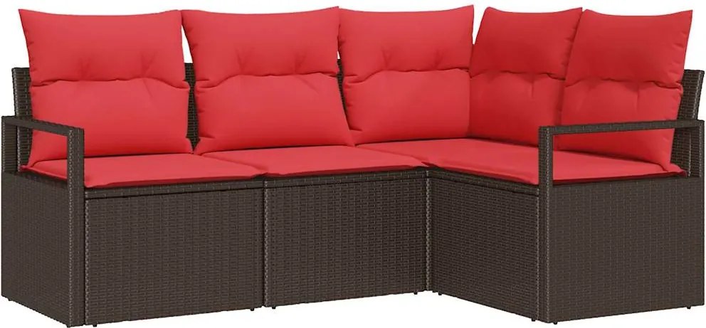 Set pohovek 4 ks Hnědá polyratan 3346364