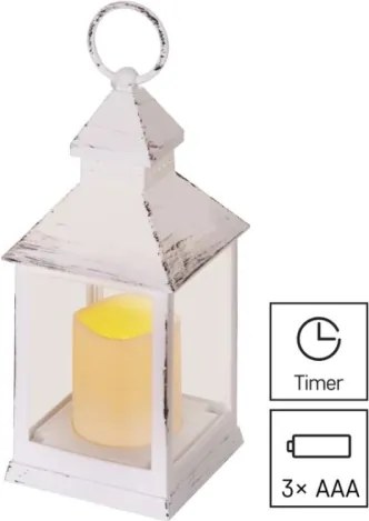 LED lucerna EMOS DCLV01 ZY2114 antik bílá 3xAAA blikající světlo s časovačem