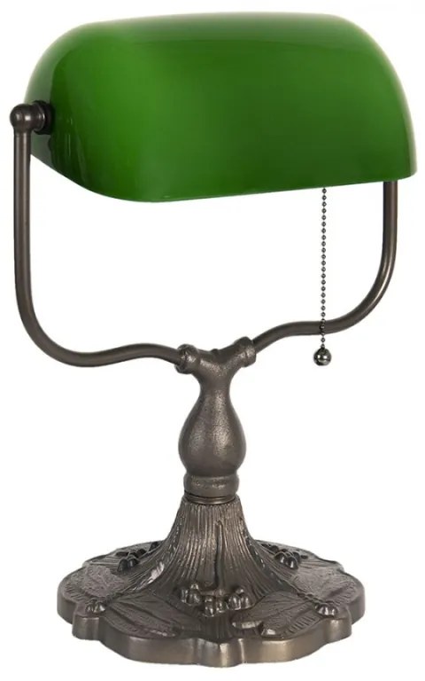Zelená bankovní lampa tiffany Steven – 27x20x36 cm