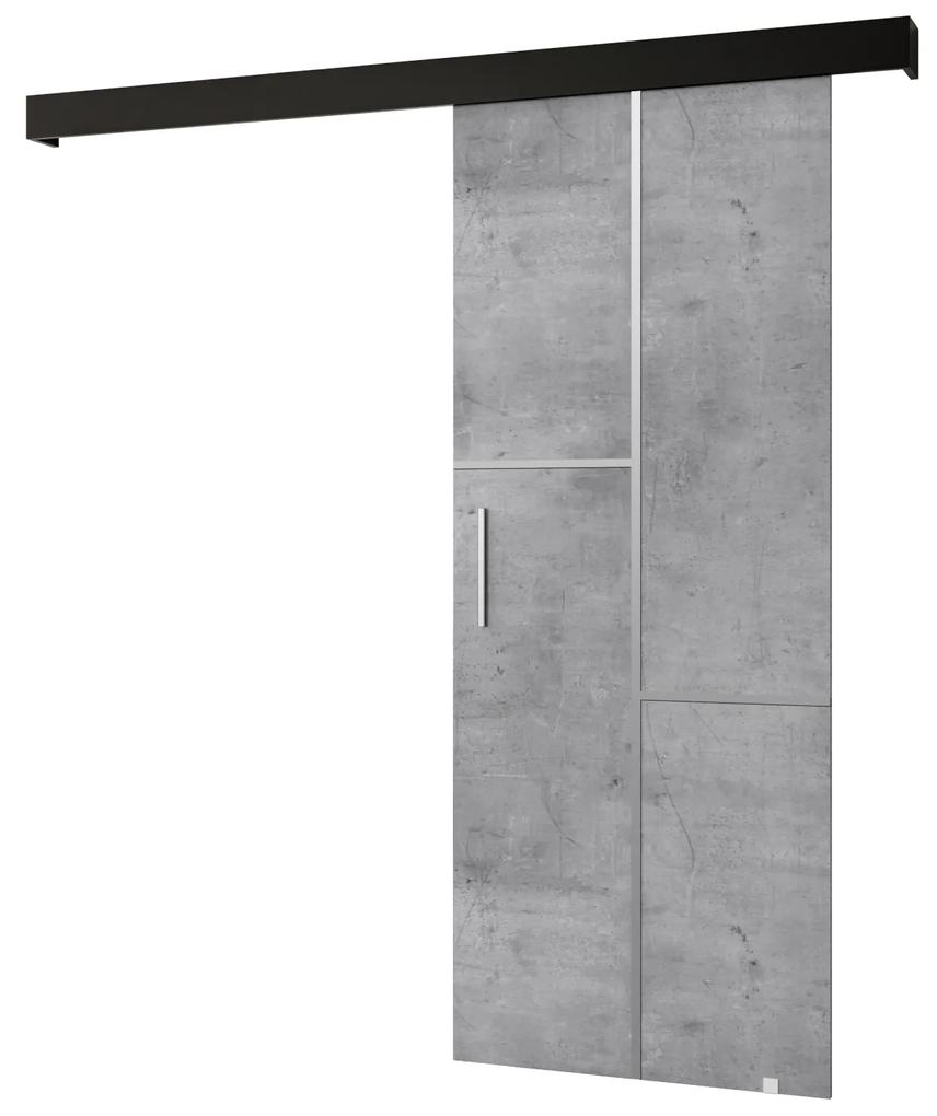 Posuvné dveře 90 cm Sharlene VII (beton + černá matná + stříbrná). 1043879