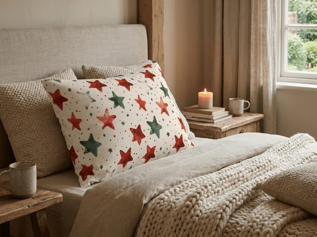 Povlak na polštář z mikrovlákna COLORFUL STARS 70x90 cm, barevný