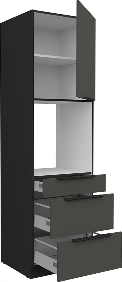ARIA pe | vysoká skříňka 60 DPS-210 3S1F na vestavnou troubu | PREMIUM BOX | 60 cm | ANTI FINGERPRINT povrch | černá/šedá grafit