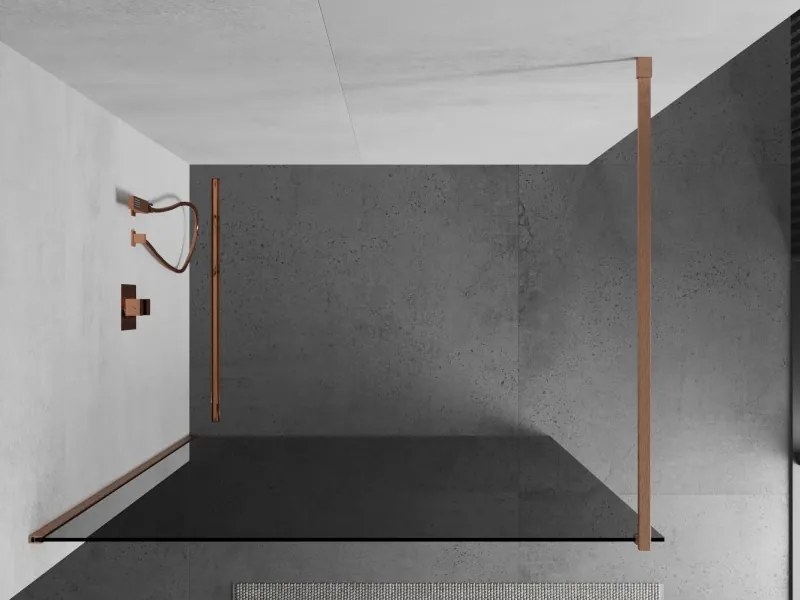 Mexen Kioto, sprchová zástěna Walk-In 80 x 200 cm, 8mm šedé sklo, měděný matný profil, 800-080-101-65-40