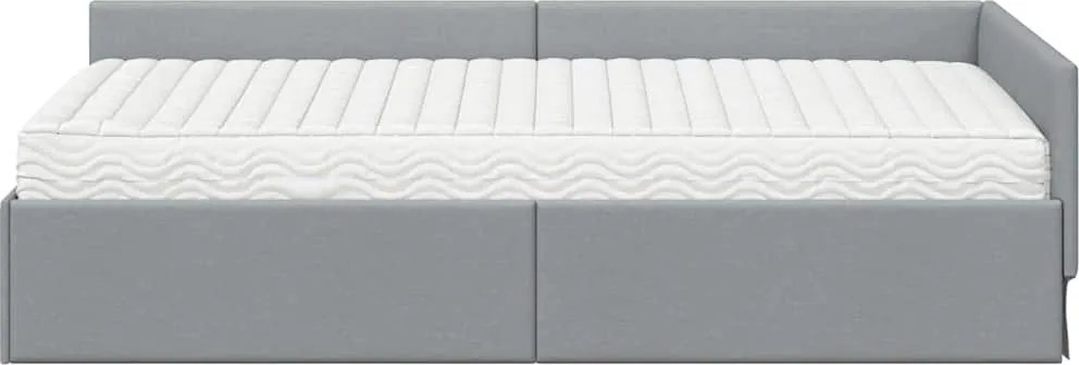 Rohový rám postele s matrací Jiný 2 ks Světle šedá textil 3393605