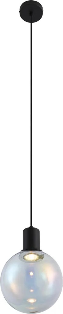 Designová závěsná lampa černá s duhovým sklem 20 cm - Mallon