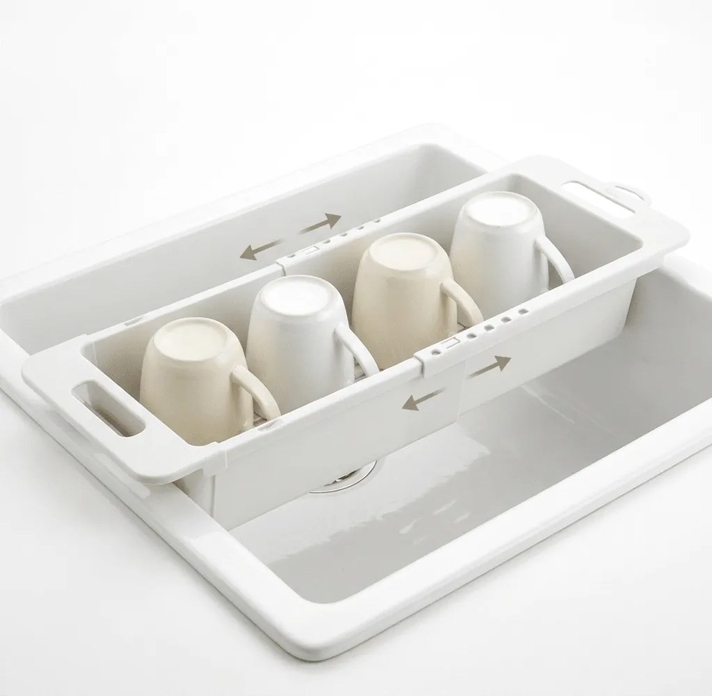 METALTEX Nastavitelný odkapávač, posuvný organizér do dřezu - DRAINFLEX, 35 - 52 cm