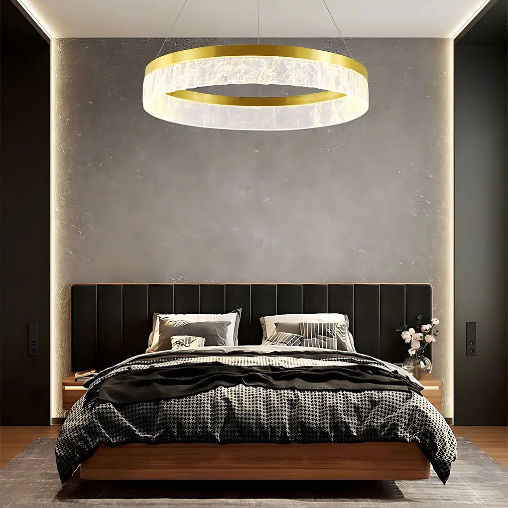 Toolight Toolight, LED závěsné osvětlení 80cm, 50W, 3000K, LHJ047-CP, zlatá lesklá, OSW-50022