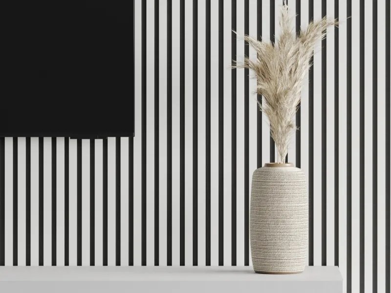 Mexen Lam-F, akustické stěnové lamely 275 × 31,5 cm, filc 6 mm, bílá matná, S105-275317-2812-051
