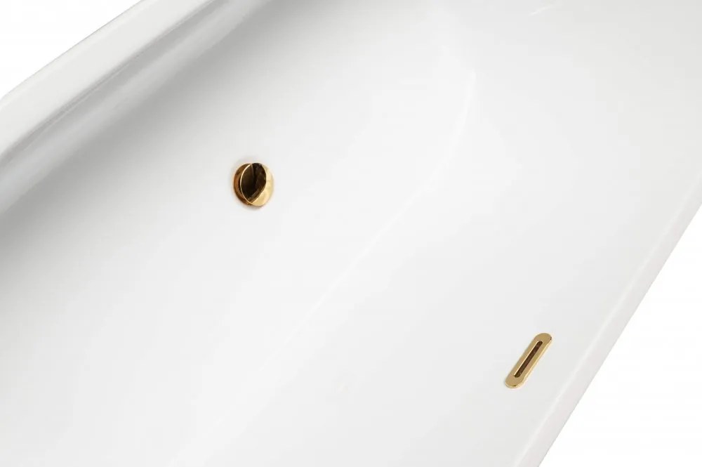 BESCO Asymetrická vana VICA SLIM+ bílá, sifon se štěrbinovým přepadem Barva sifonu - Zlatá, Nožičky k vaně - Bez nožiček, Rozměr vany - 170 × 80 cm VANVIC170SLIMZ