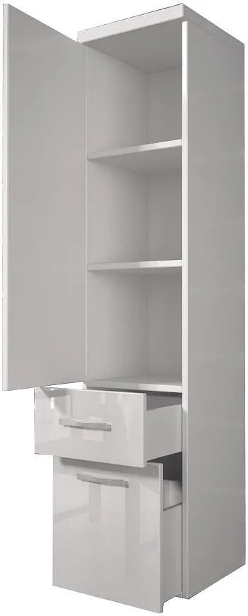 Vysoká koupelnová skříňka Horace, LTD, dub sonoma / bílý lesk, 30x130x30 cm