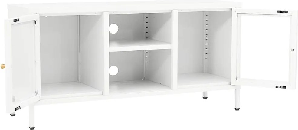 TV stolek bílý 105 x 35 x 52 cm ocel a sklo 336059