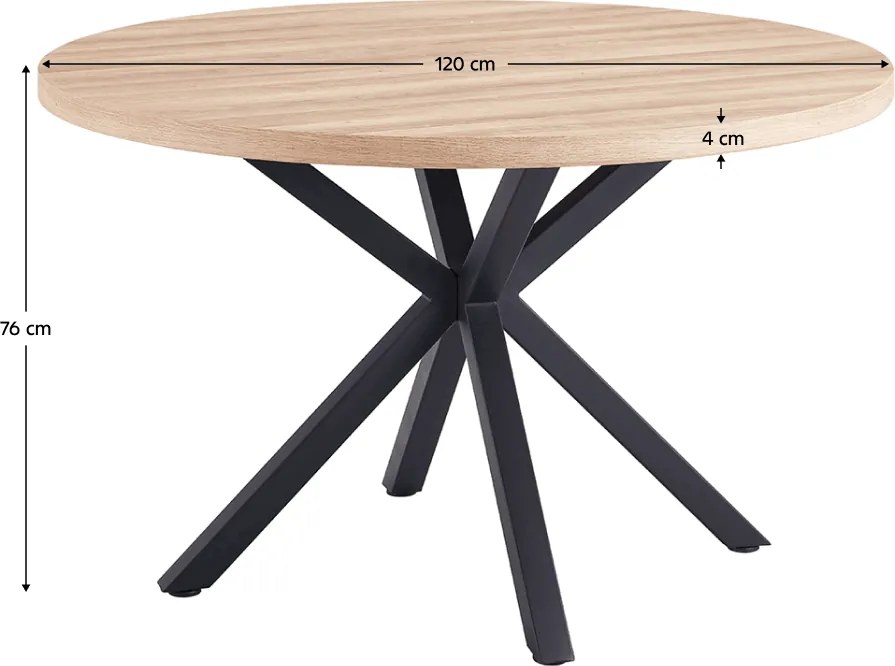 Jedálenský stůl, dub sonoma / čierna, průměr 120 cm, MEDOR