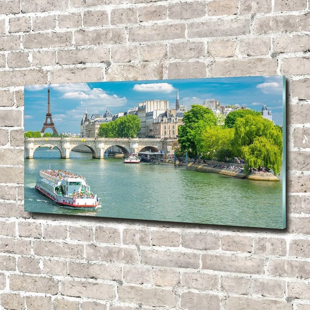 Wallmuralia Foto obraz fotografie na skle Seina Paříž 140x70 cm