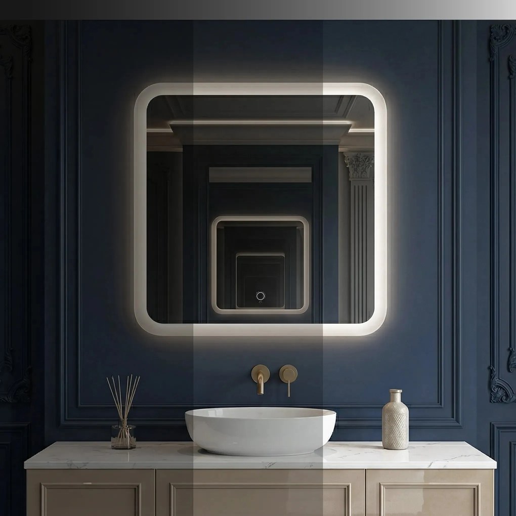 Tutumi Zrcadlo 70x70 cm s regulovatelným LED osvětlením HOM-01521