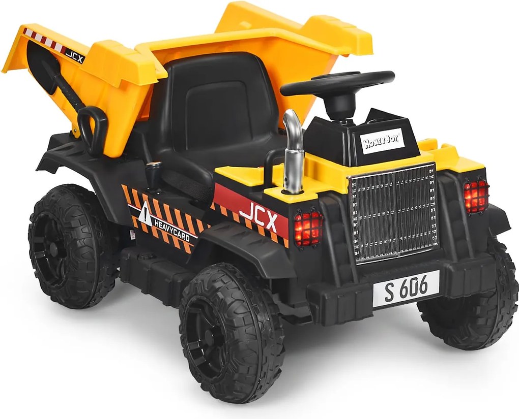 Costway 12 V dětský traktor s elektrickou zadní lopatou a dálkovým ovládáním