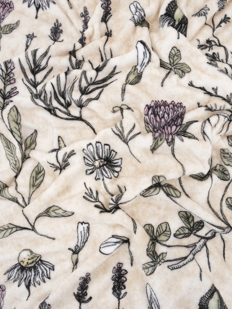 MK Lůžkoviny Deka mikroplyš Exclusive 150 × 200 cm – Herbář béžové