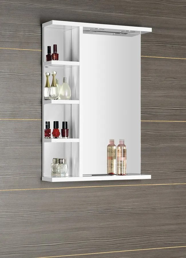 Aqualine KORIN LED zrcadlo s osvětlením a poličkami Rozměry: 50x70x12cm