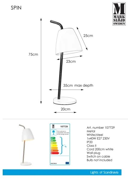 Markslöjd 107729 - Stolní lampa SPIN 1xE27/40W/230V